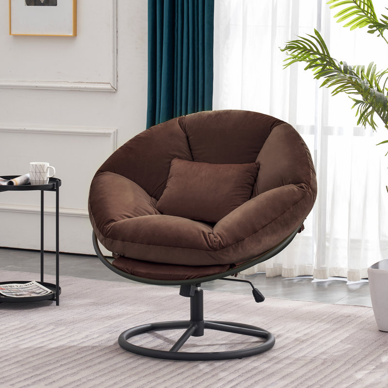 Viv Rae Kimpel Swivel Papasan Chairs Velvet Armless Chair with Height Adjustment Rocking Saucer Chair Reviews Wayfair